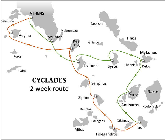 Cyclades sailing holidays in Mykonos Paros Serifos Ios Milos